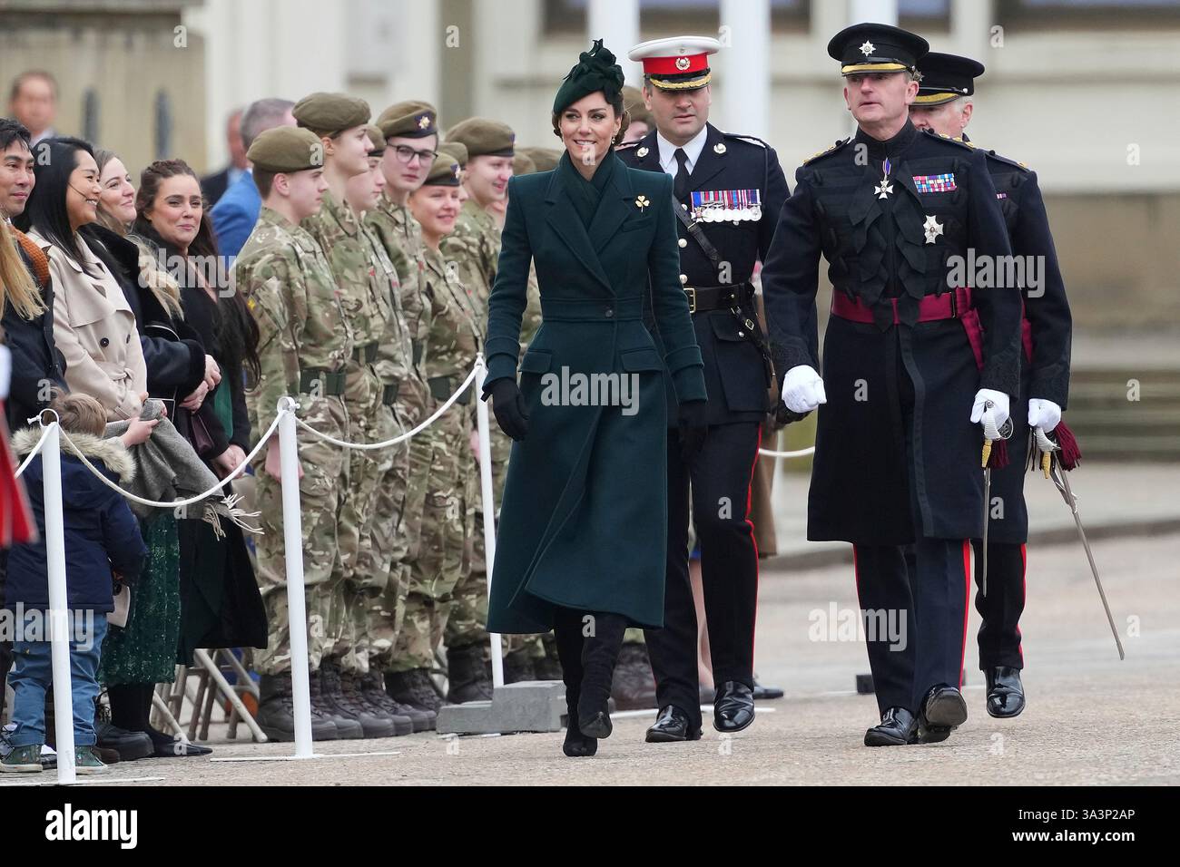Britain's Kate, the Princess of Wales, arrives to join the Irish Guards ...