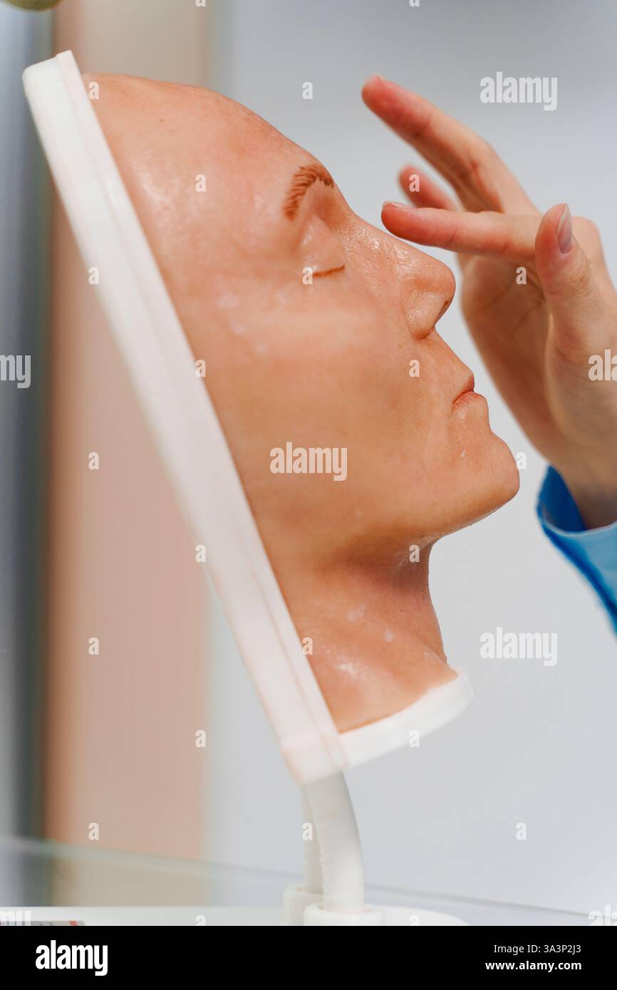 Rhinoplasty nose example on human face to demonstrate surgery ...