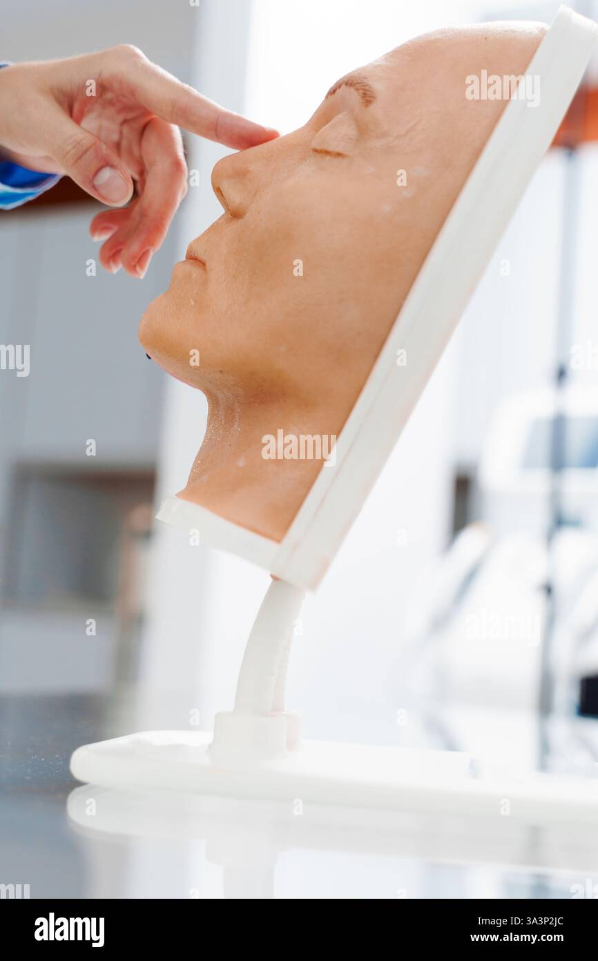 Rhinoplasty nose example on human face to demonstrate surgery ...