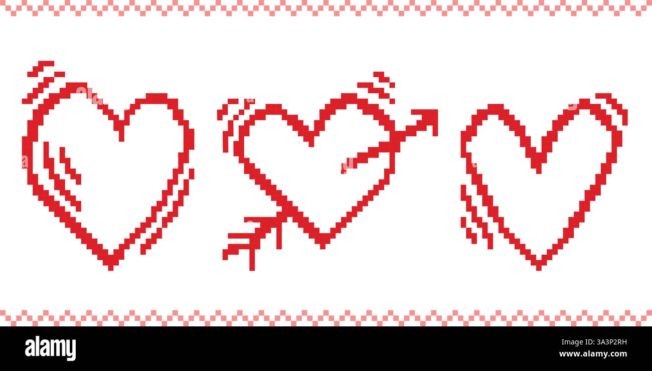 Red hearts in pixel art style Stock Vector Image & Art - Alamy