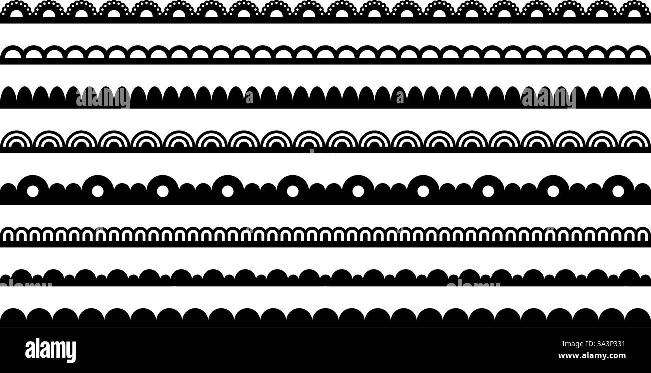 Lace border with scallop. Edge pattern for frame. Stripe of fabric with ...