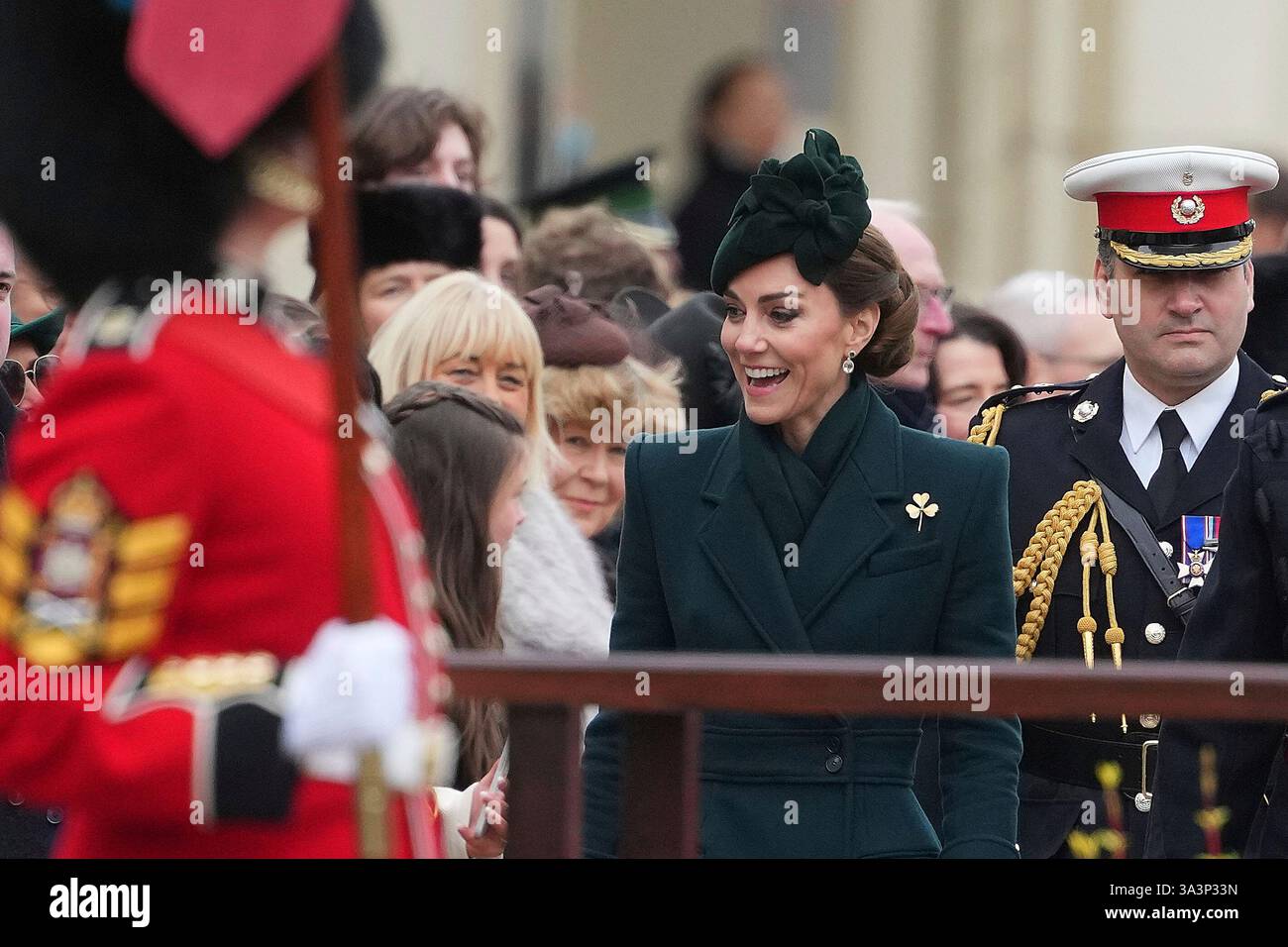 Britain's Kate, the Princess of Wales, arrives to join the Irish Guards ...