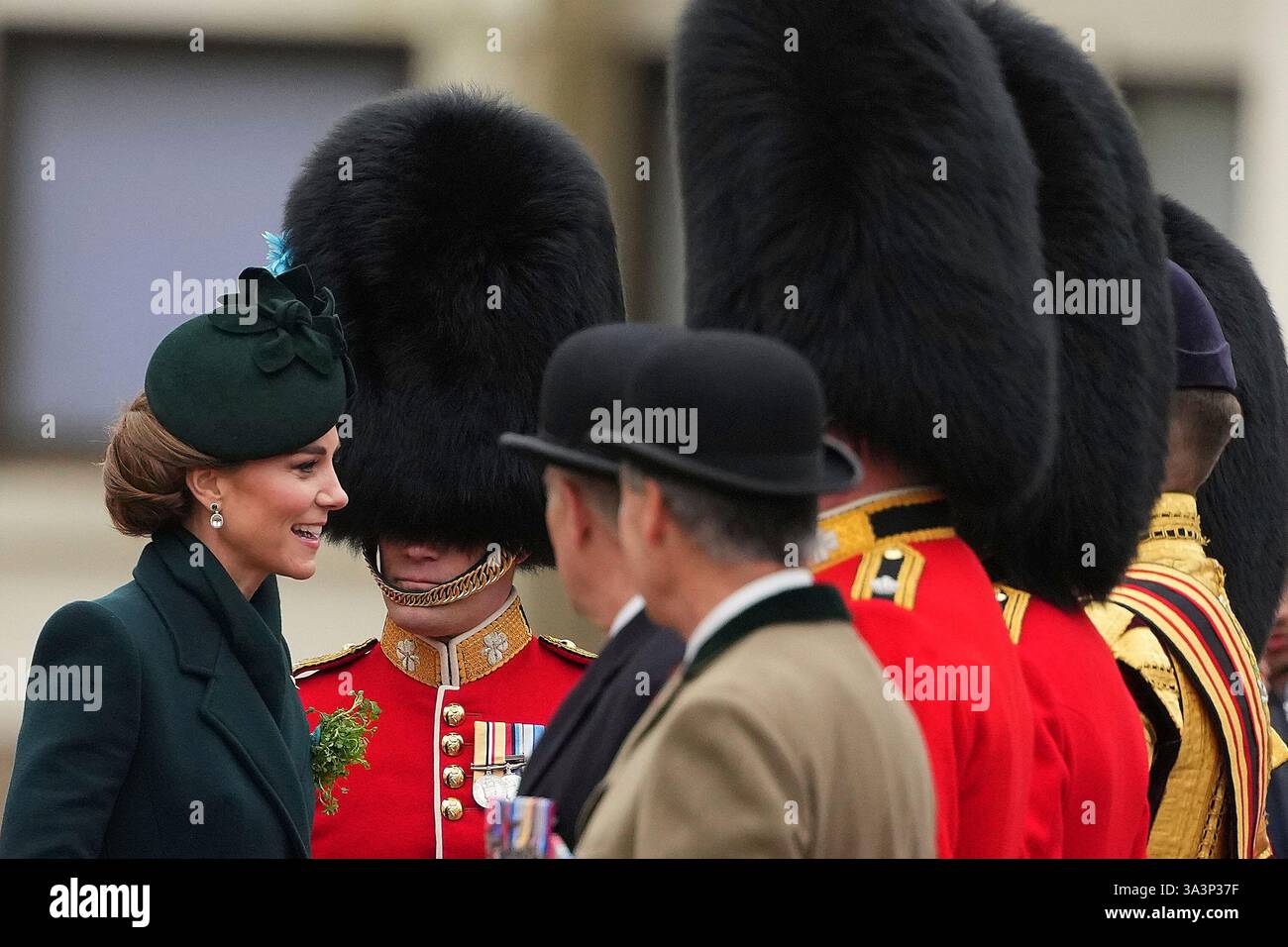 Britain's Kate, the Princess of Wales, arrives to join the Irish Guards ...
