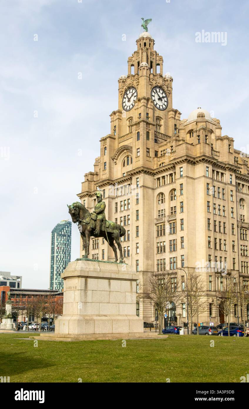 The Royal Liver building, Pier Head, Liverpool, England, UK completed ...
