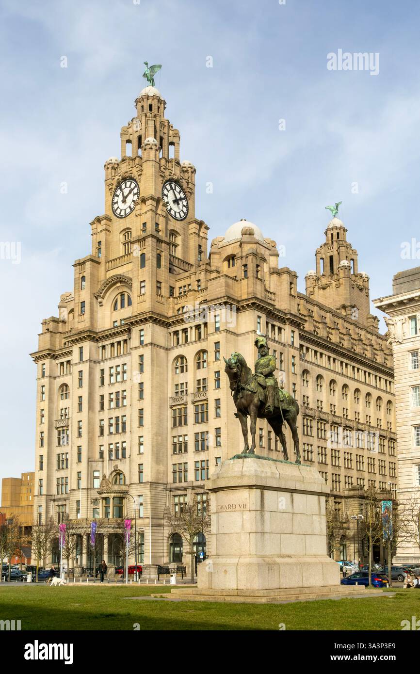 The Royal Liver building, Pier Head, Liverpool, England, UK completed ...
