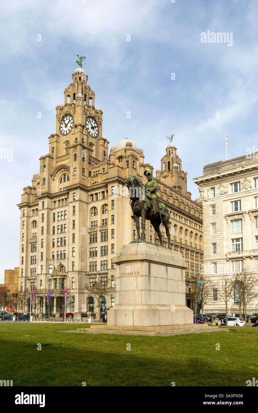 The Royal Liver building, Pier Head, Liverpool, England, UK completed ...