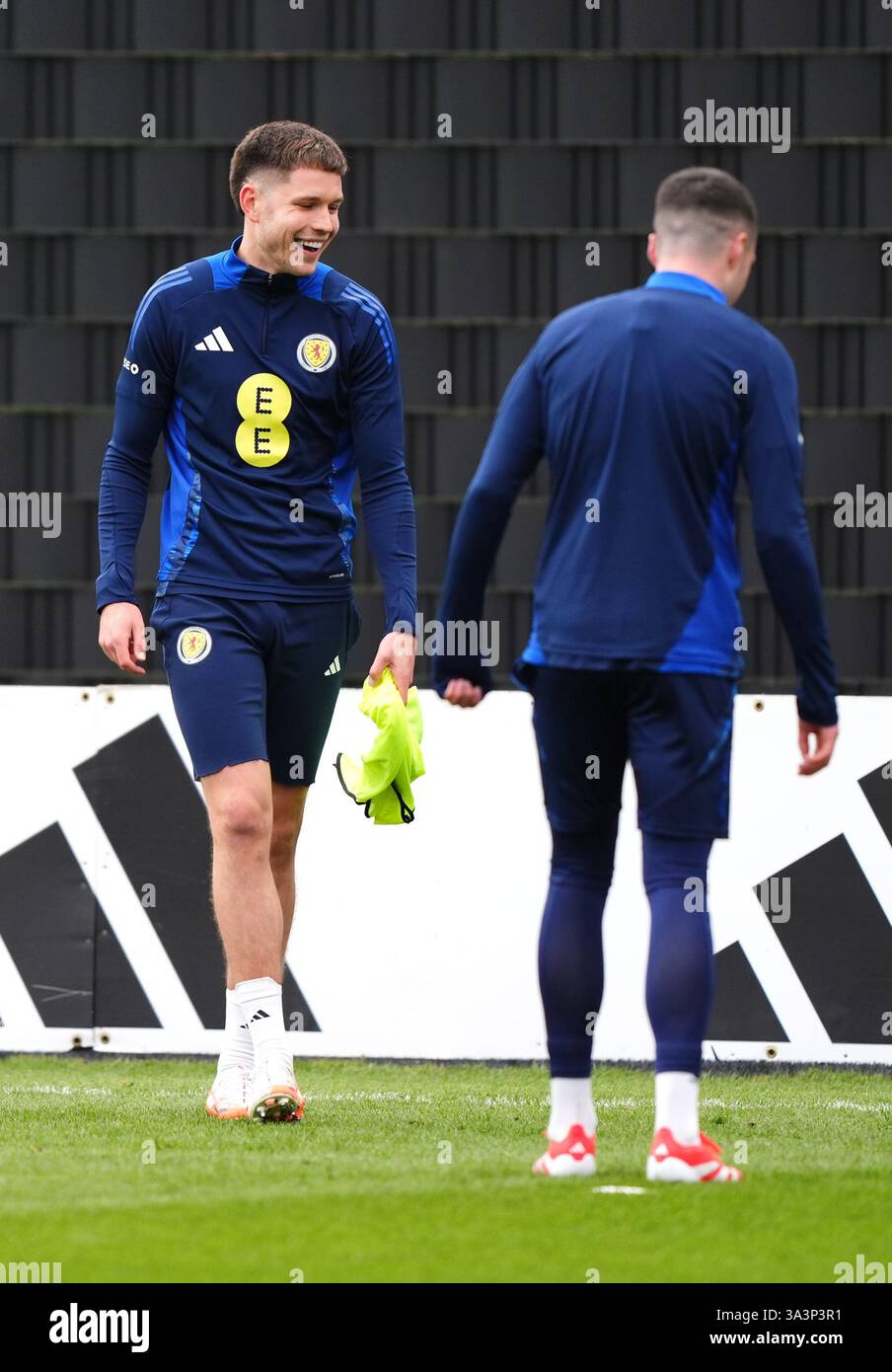 Scotland's George Hirst (left) and team-mates during a training session ...
