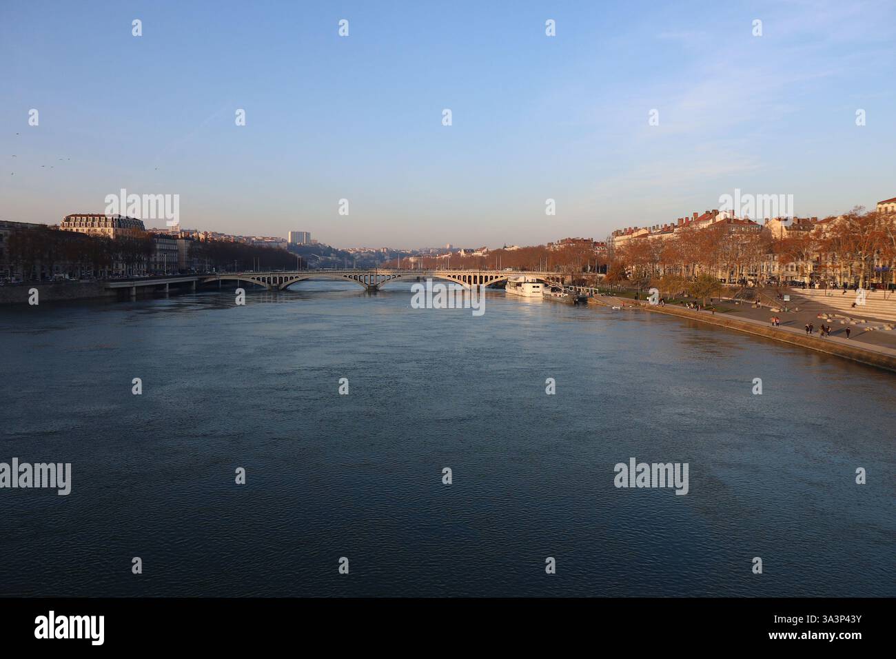 The Rhône River in Lyon, city of Lyon, department of Rhône, France ...