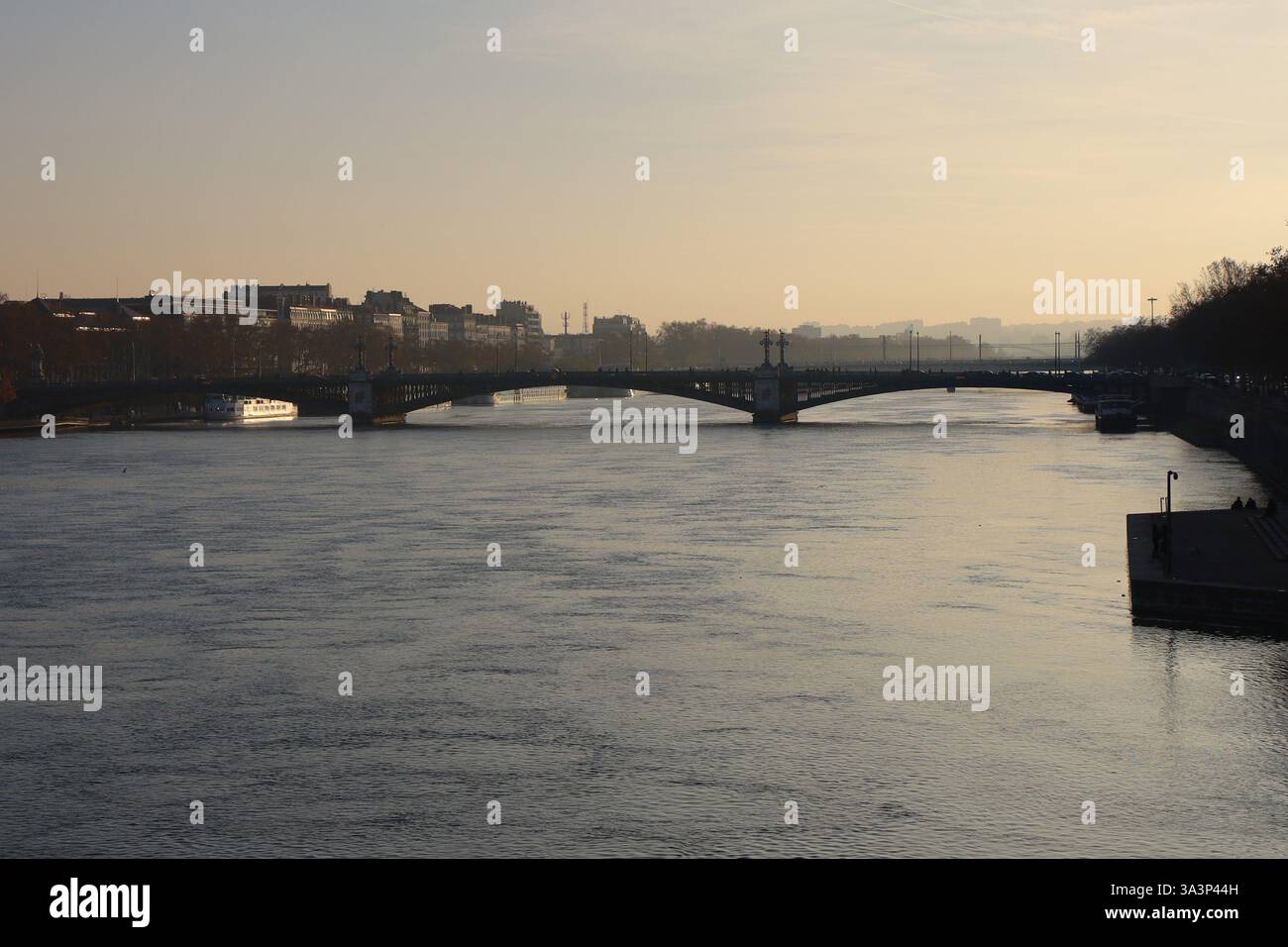 The Rhône River in Lyon, city of Lyon, department of Rhône, France ...