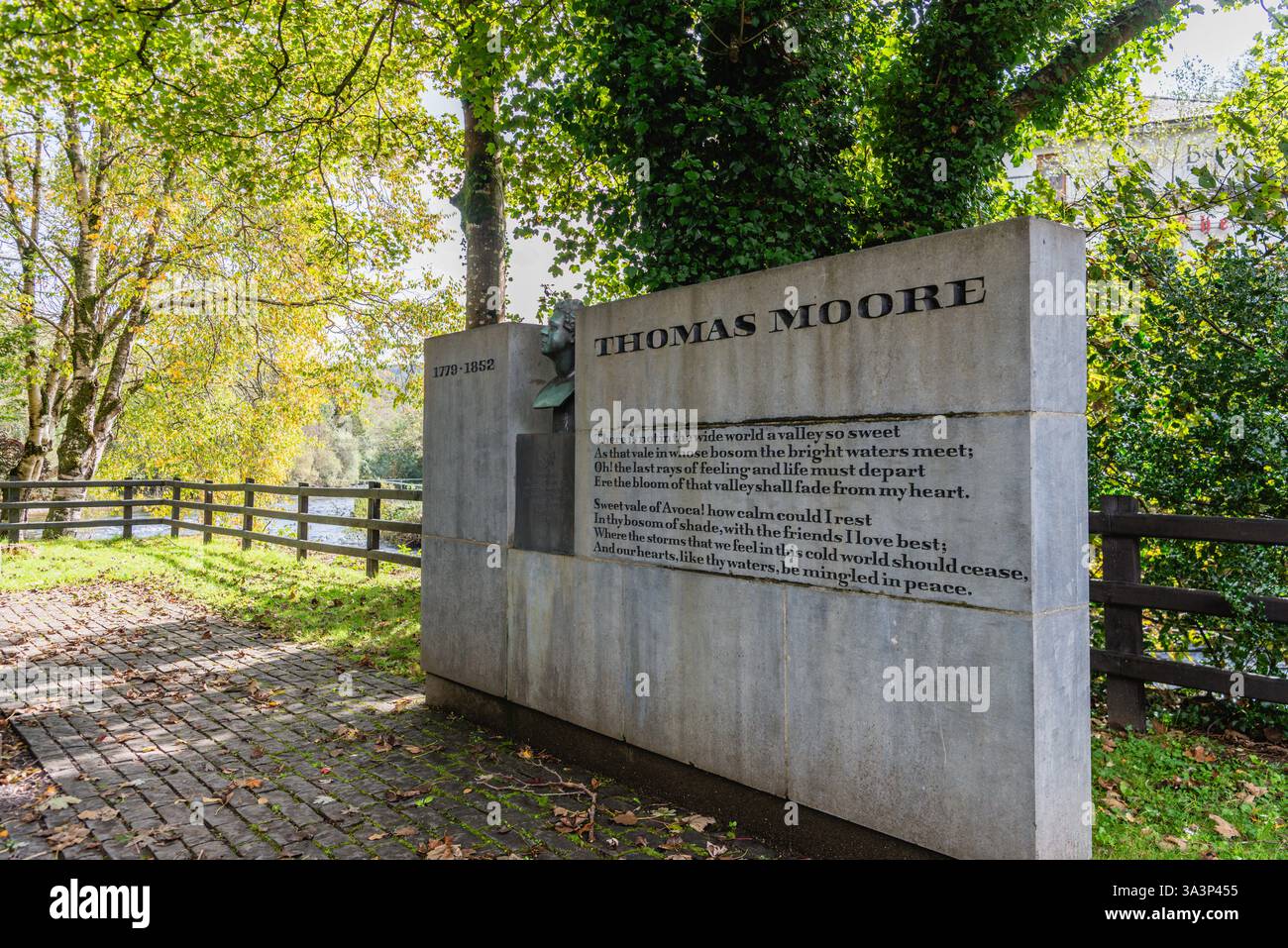 Memorial to the Irish poet, Thomas Moore at the Meeting of the Waters, County Wicklow, Ireland ...