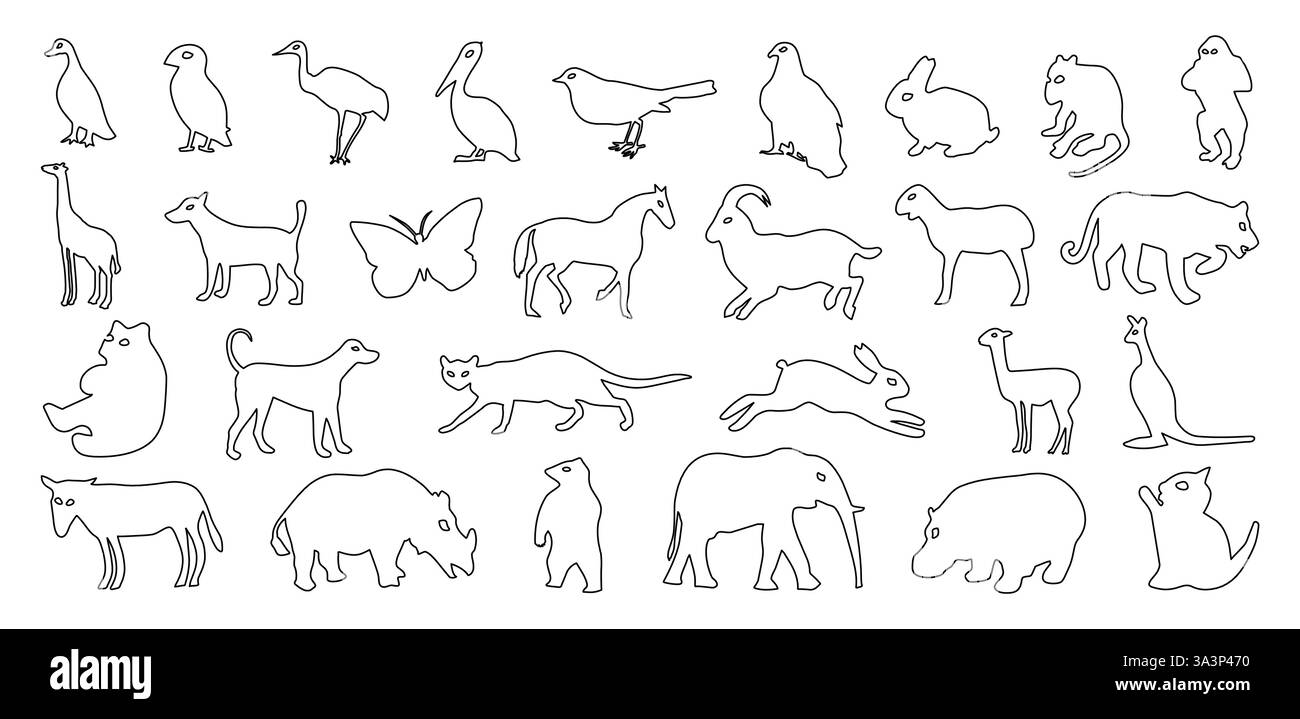 Animals line art vector icon set collection Stock Vector Image & Art ...