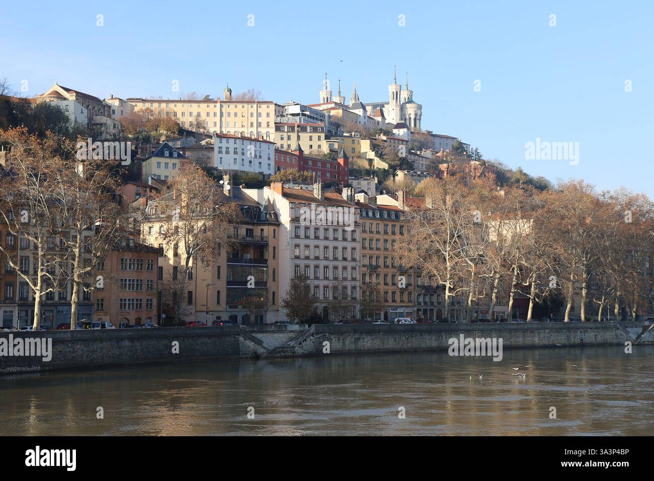 The Saône River in Lyon, city of Lyon, department of Rhône, France ...