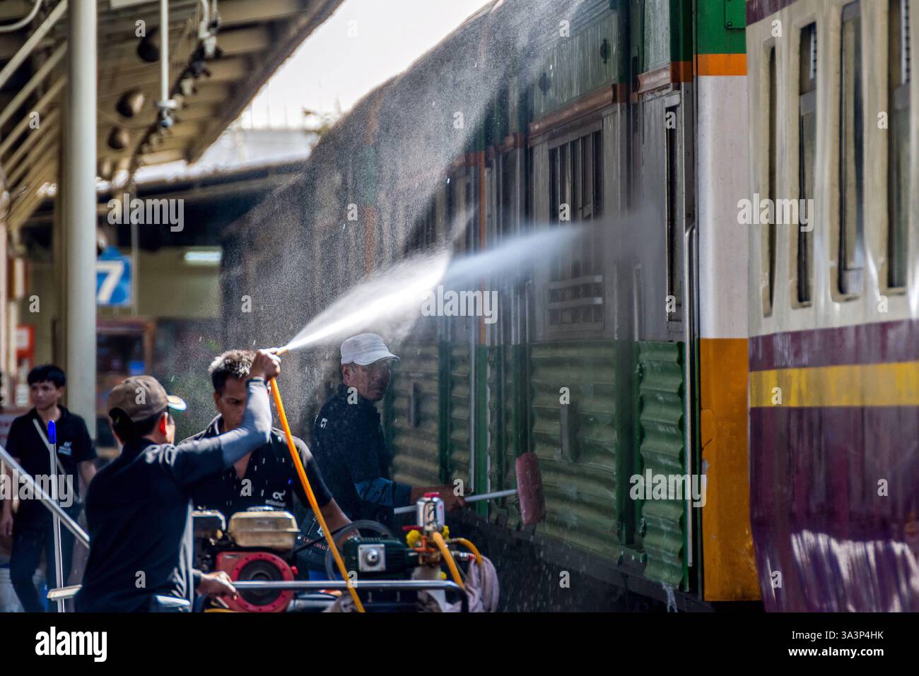 Bangkok, Thailand - January 31, 2017 : Unidentified railway train on ...
