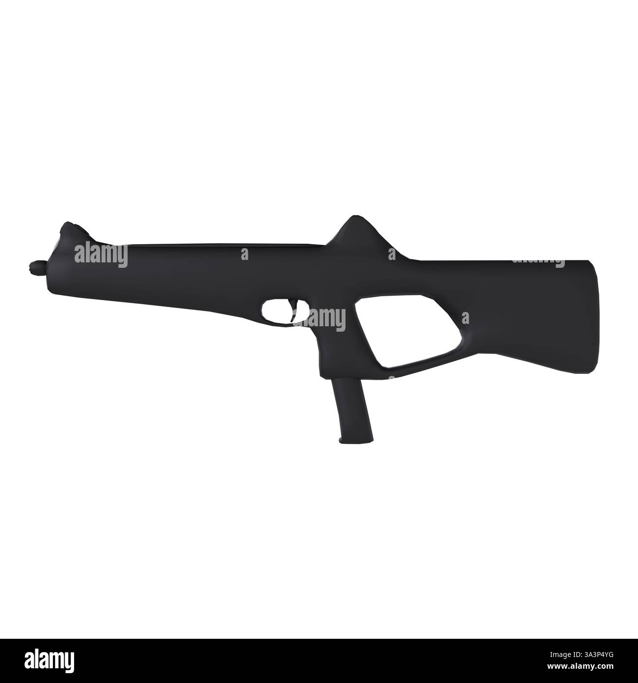 A sleek black gun stock presented in a side view, showcasing its ...