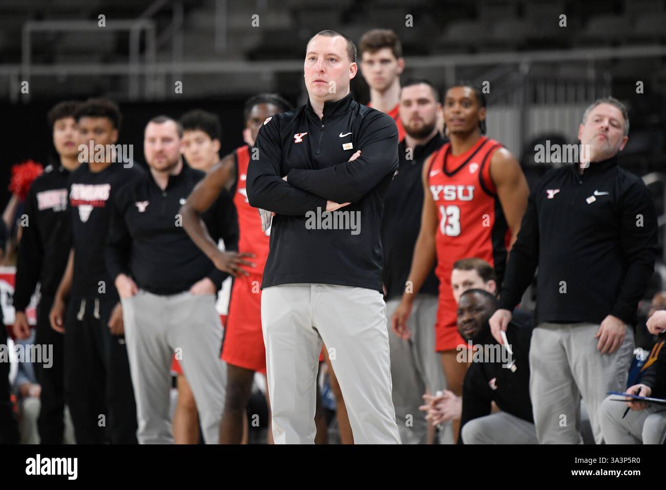 INDIANAPOLIS, IN - MARCH 10: Youngstown State Penguins Head Coach Ethan ...