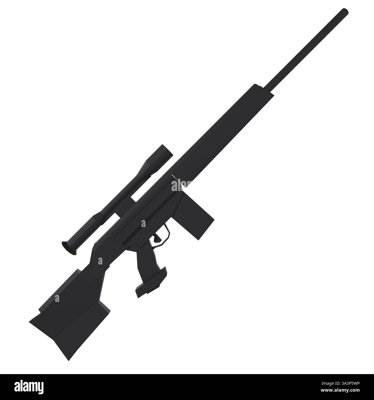 A sleek black sniper rifle featuring an attached scope, designed for ...