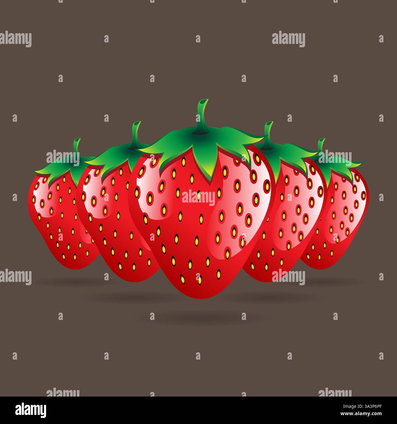 Red strawberries with shadow on grey brown gradient background Stock ...