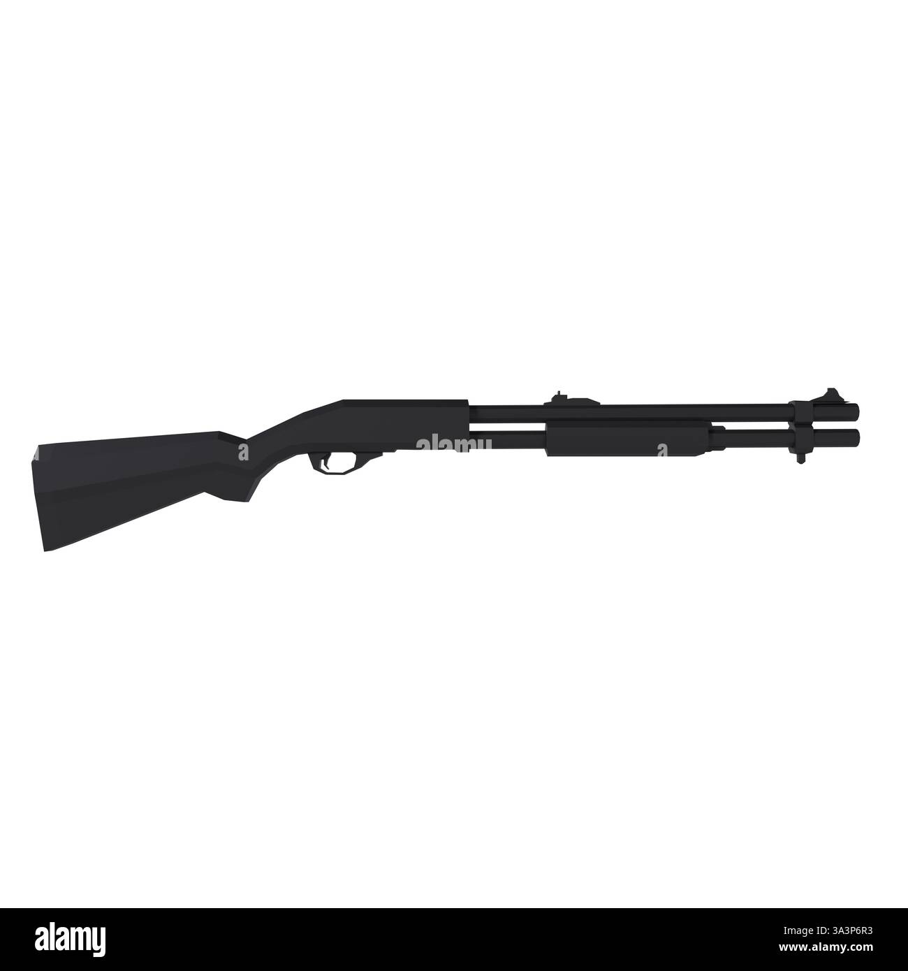 Black shotgun with a smooth design and curved stock placed against a ...