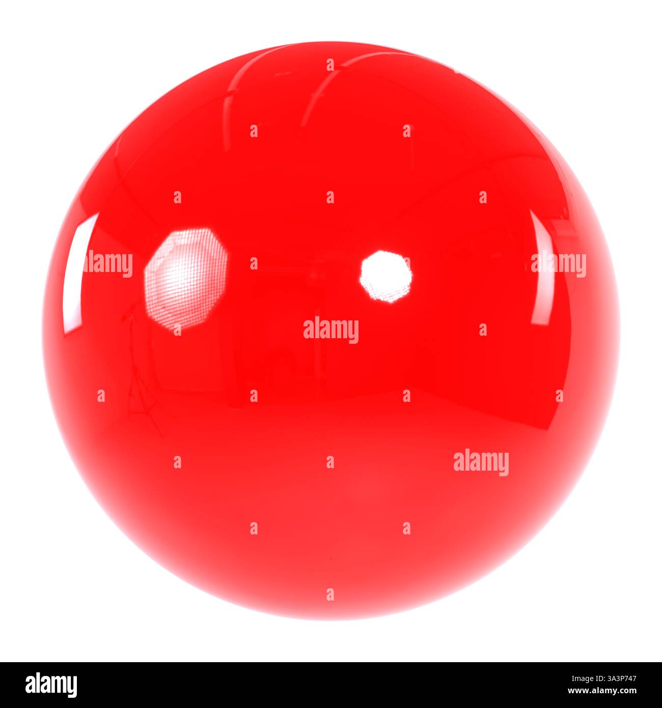 A shiny red sphere reflecting light, placed on a solid white background ...
