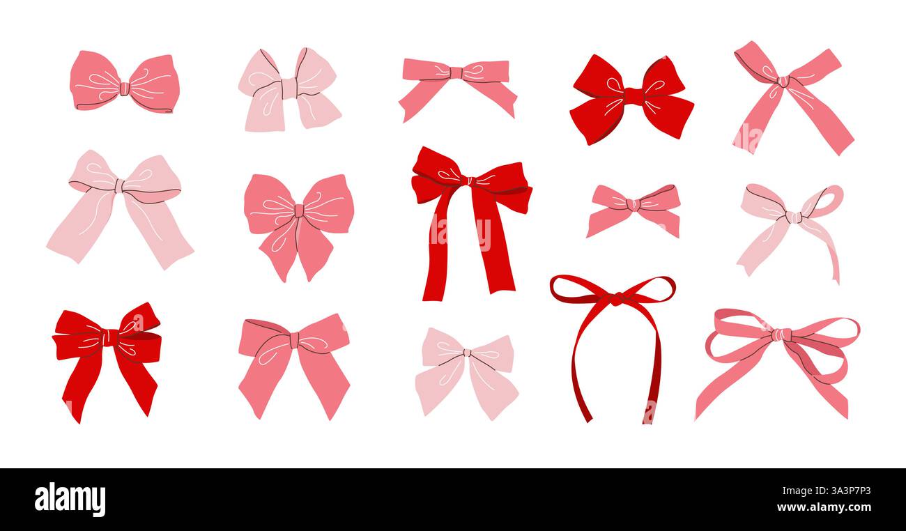 Set of hand drawn bows, bow ties, ribbons. Vector Stock Vector Image ...