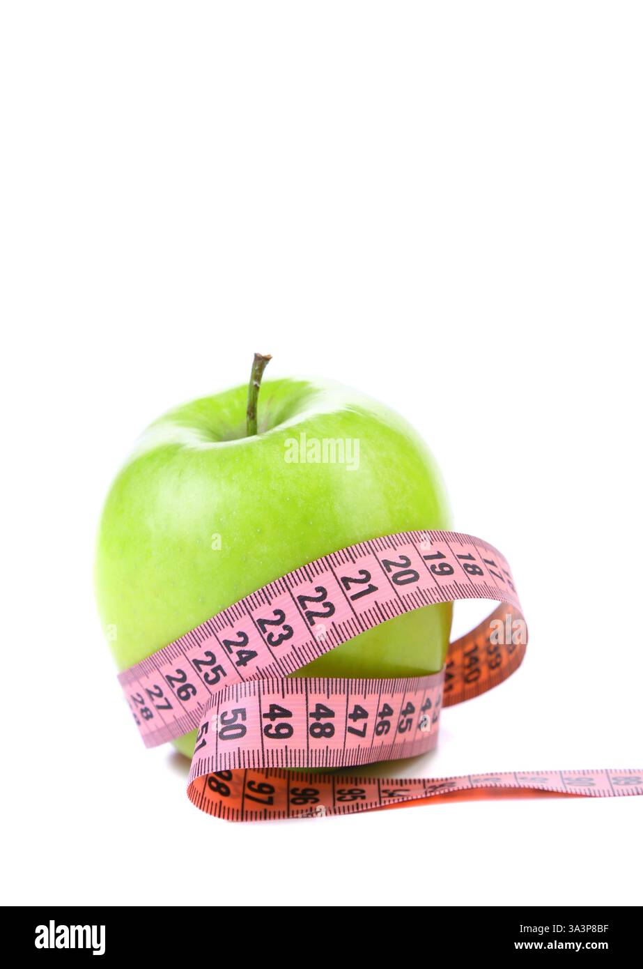 fresh apple with measuring tape. isolated over white background Stock ...