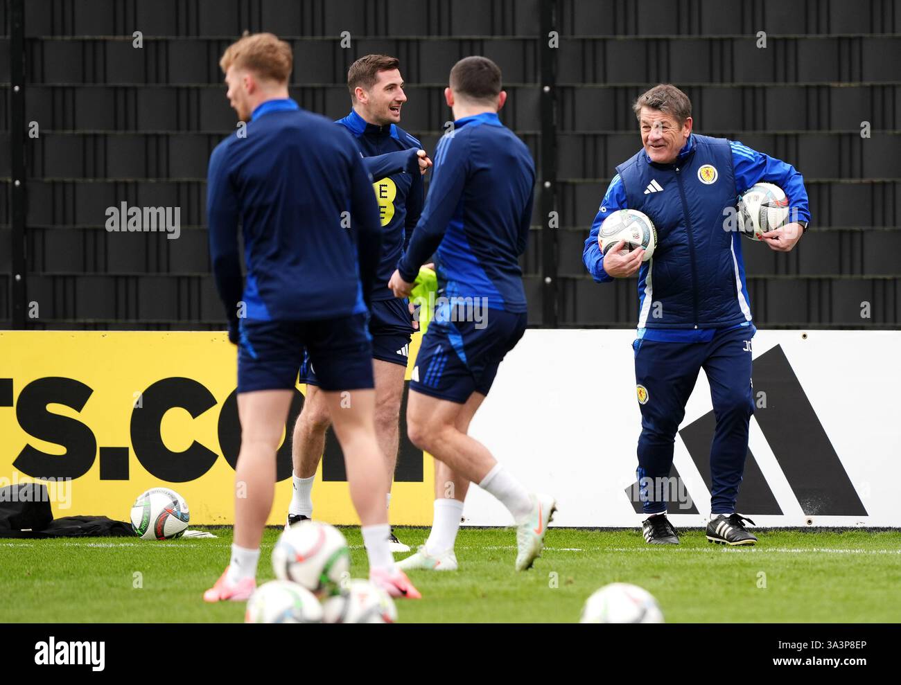 Scotland assistant coach John Carver (right) during a training session ...