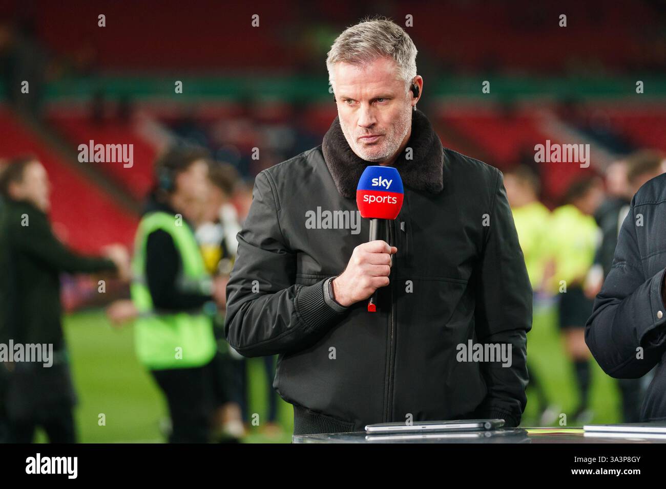 London, UK. 16th Mar, 2025. Jamie Carragher looks dejected after the ...