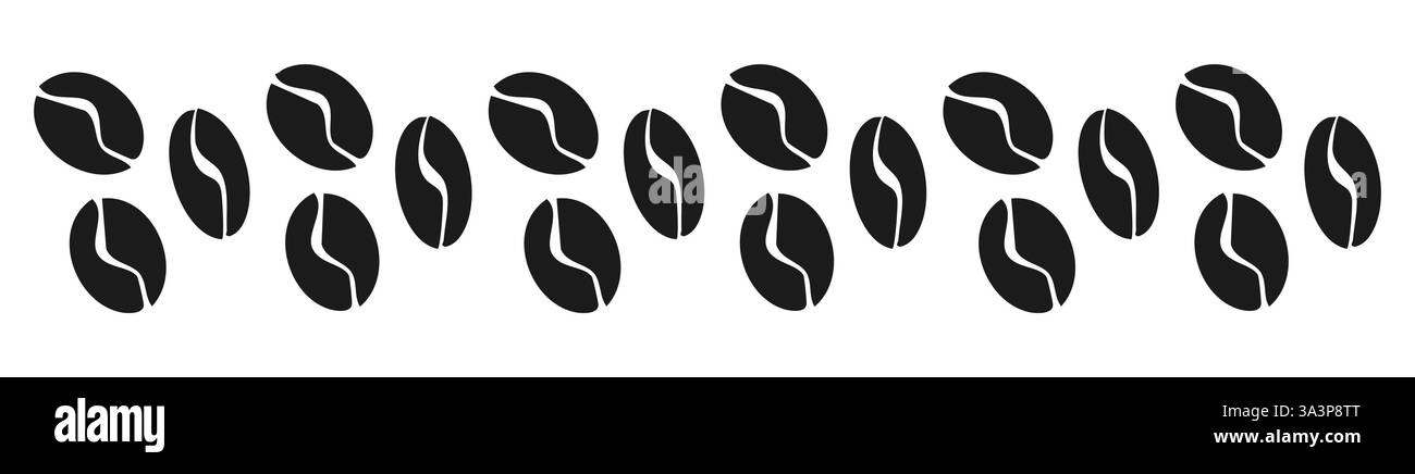 Coffee bean hand drawn border, simple sketch divider. Line decoration ...