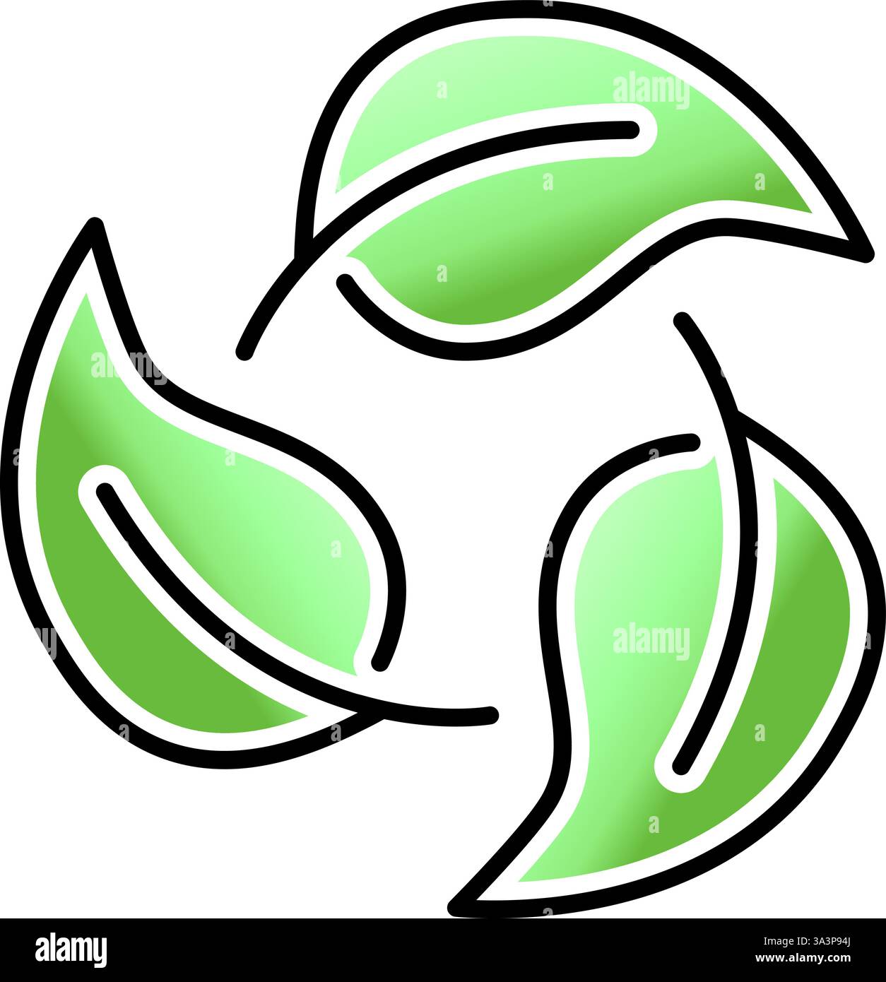 Biodegradable recyclable ecology icon. Rotation recycle leaf logo design. Green leaf arrow ...
