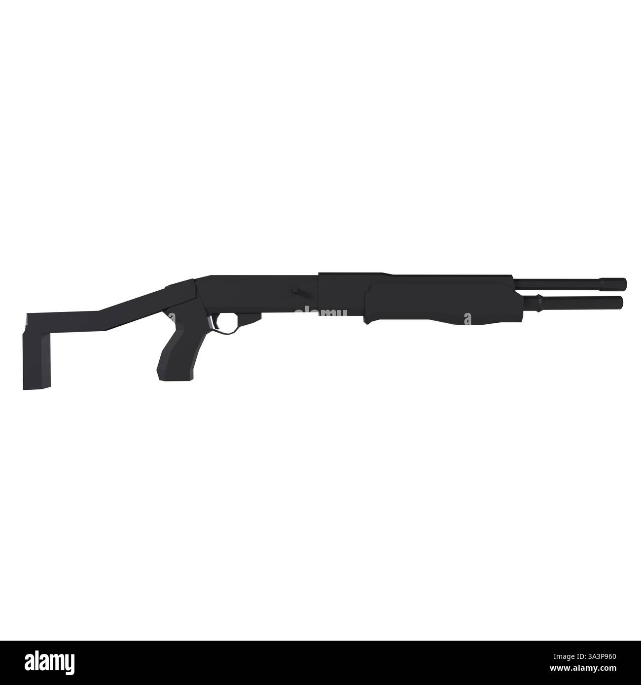 A sleek black shotgun is displayed horizontally with a modern design ...