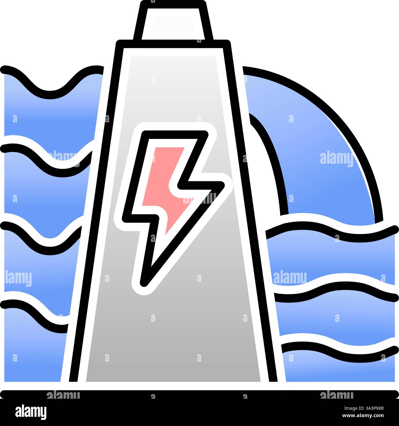 Hydroelectric power plant icon. Modern hydropower and dam illustrator ...