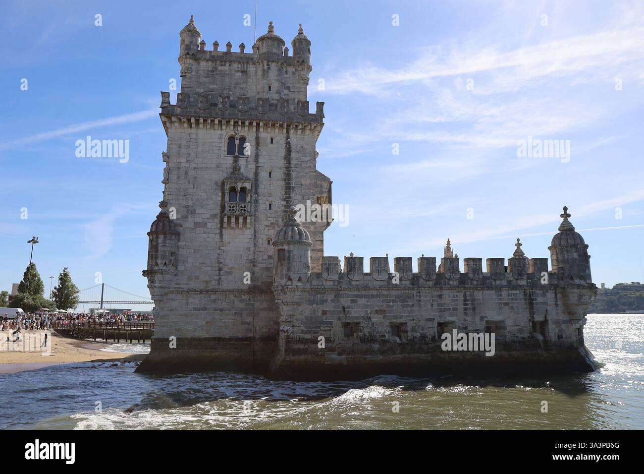 Belém Tower, built in the 16th century, exterior view, Lisbon, Portugal ...