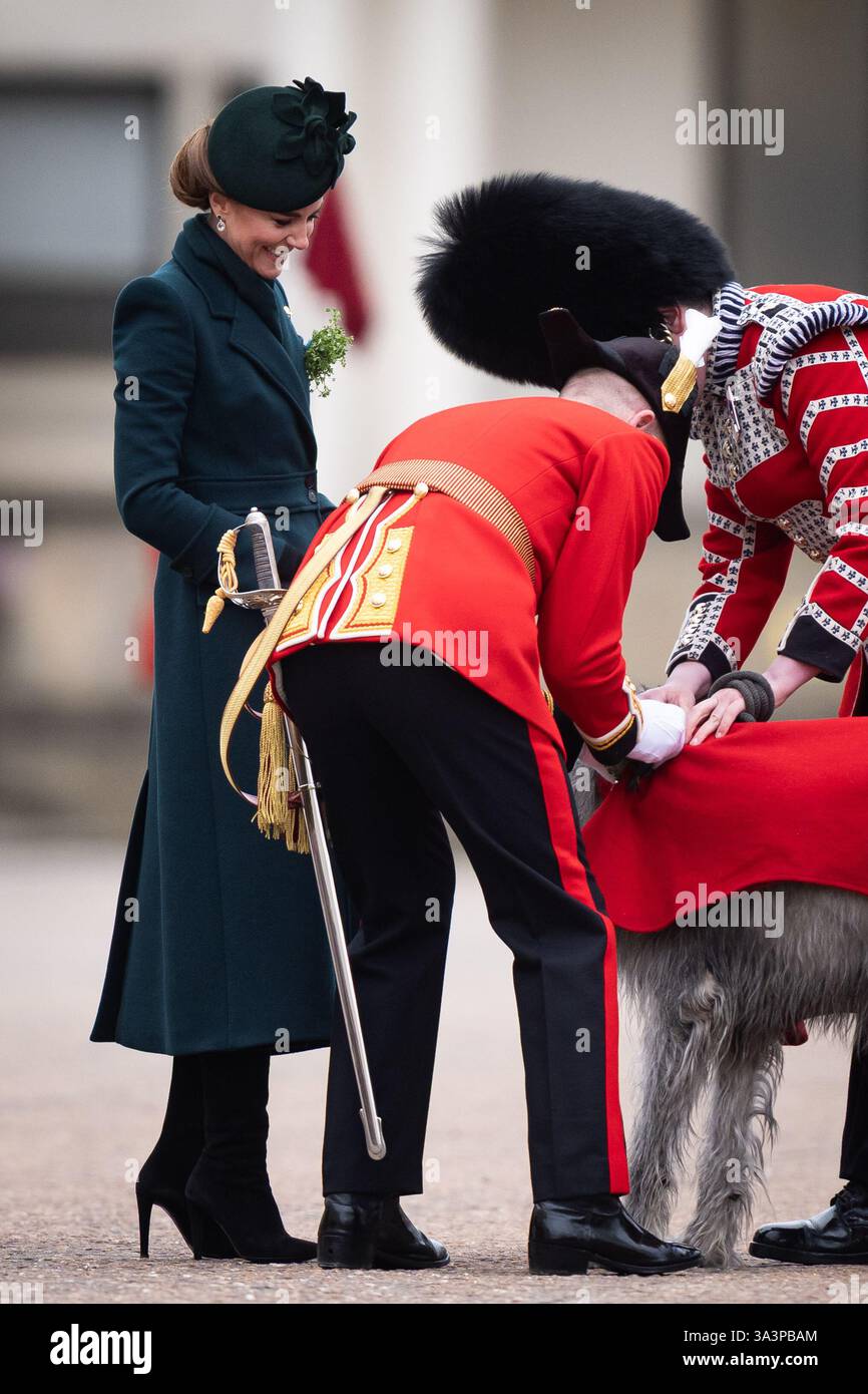 The Princess of Wales presents the traditional sprigs of shamrock to ...