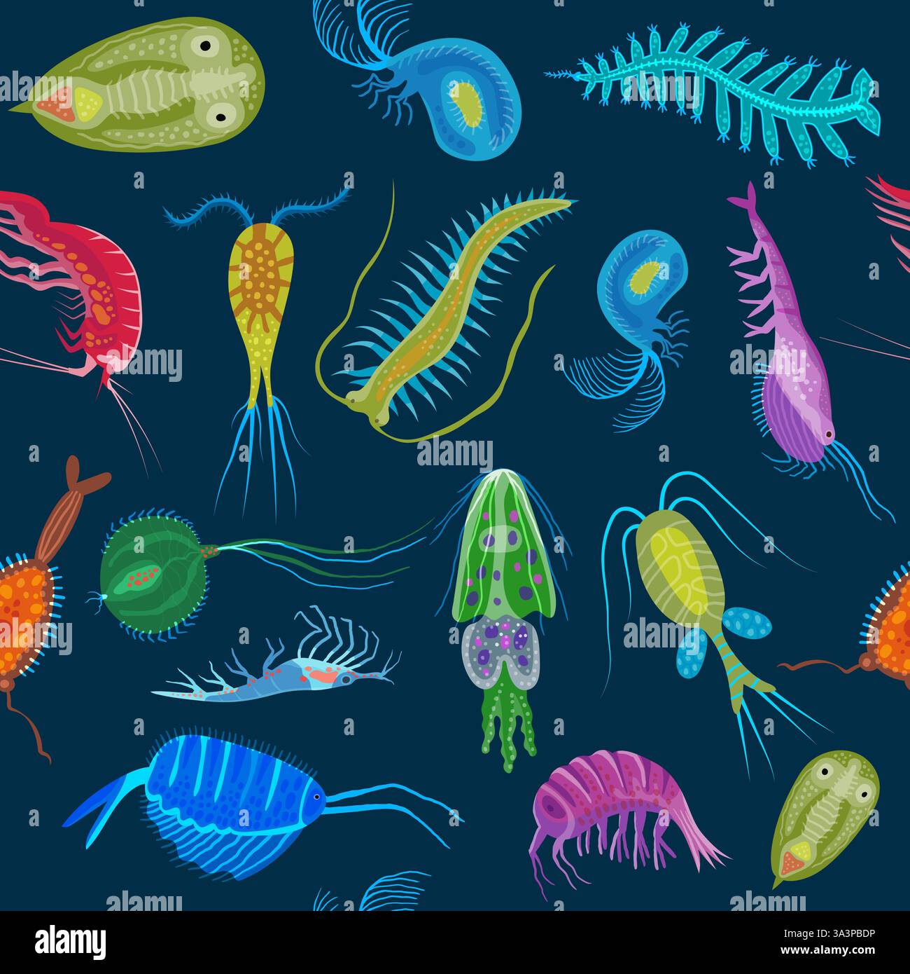 Plankton pattern. underwater life microelements microcell. vector ...