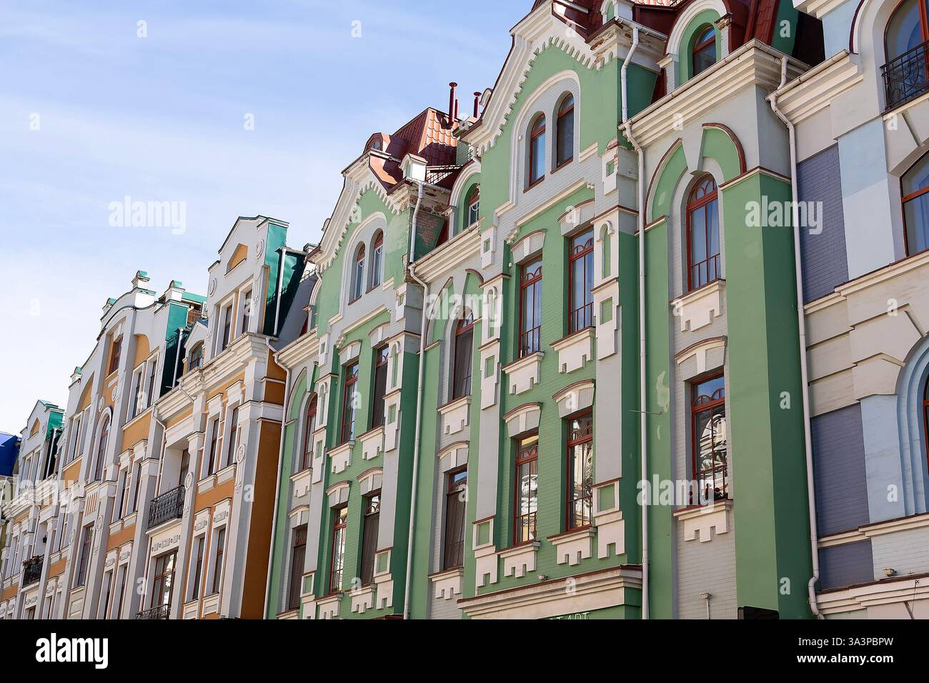 Beautiful multi-colored houses in classic style. Architecture Stock ...