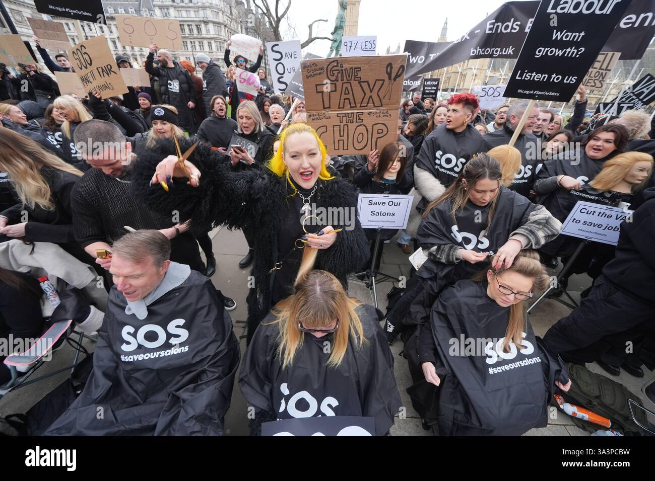 Hair and beauty sector owners and employees during a protest in ...