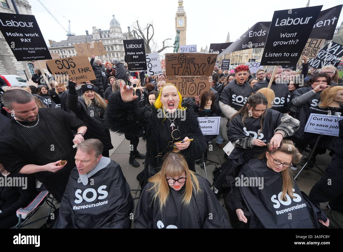 Hair and beauty sector owners and employees during a protest in ...