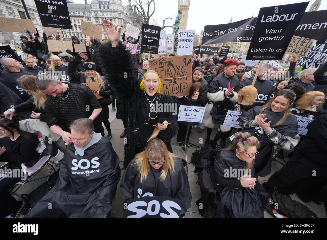 Hair and beauty sector owners and employees during a protest in ...