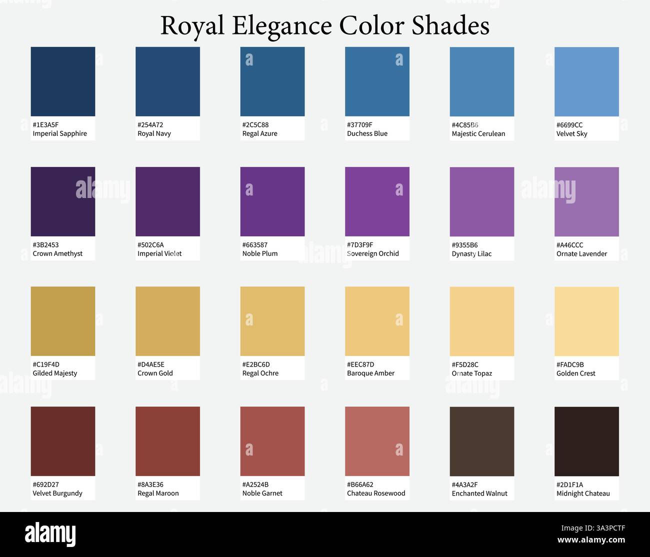Color Palette 24 Royal Elegance Colours - Fashion and Luxury Tones ...