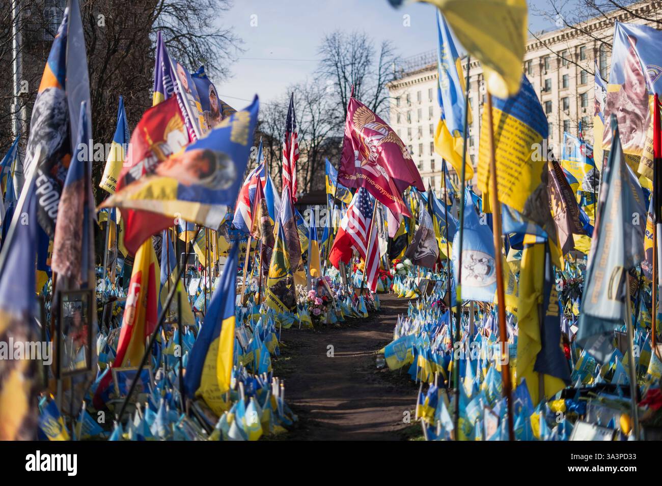 Kyiv, Ukraine. 17th Mar, 2025. Flags at Independence Square Maidan ...