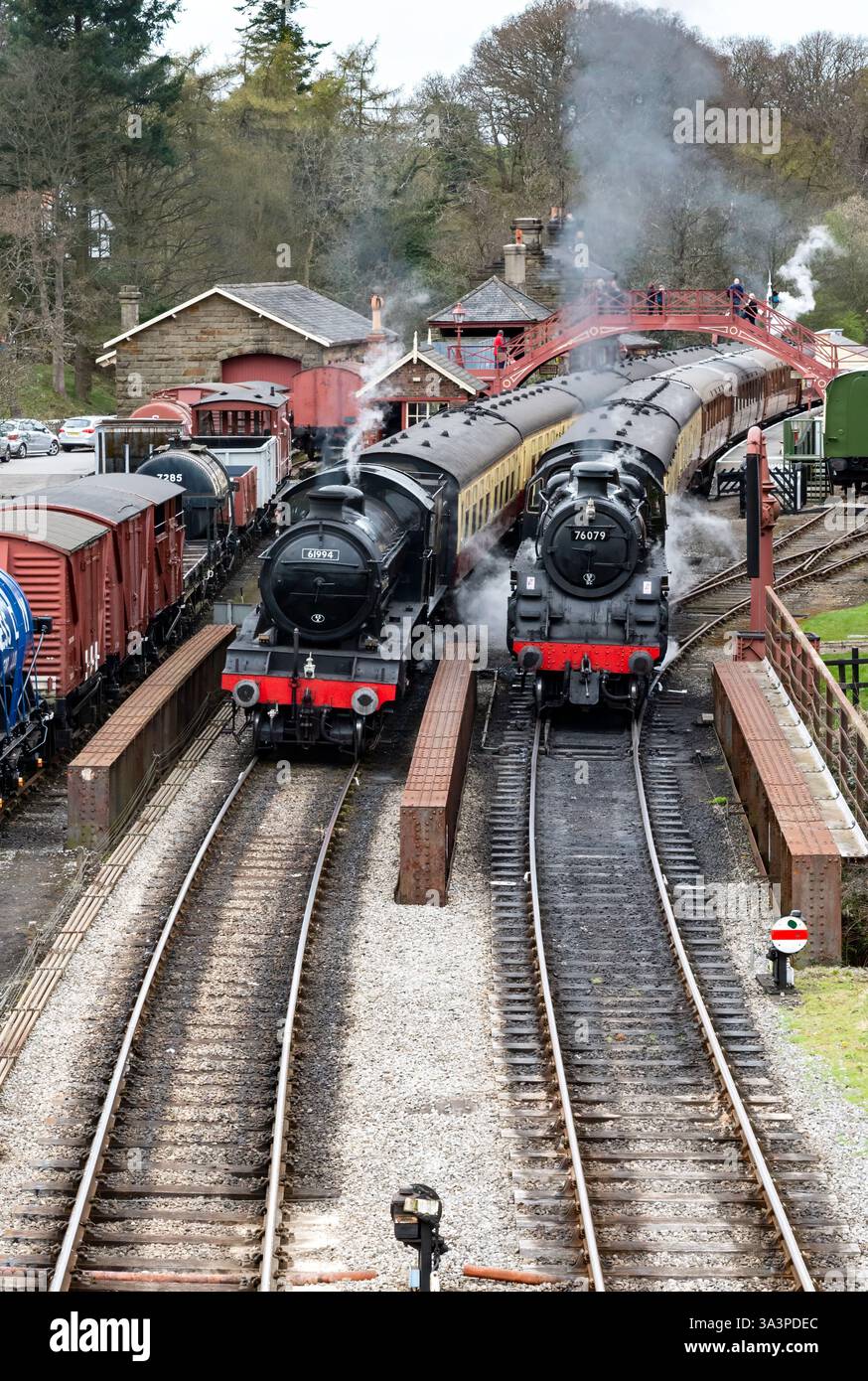 Steam engines at Goathland station on the North Yorkshire Moors Railway ...