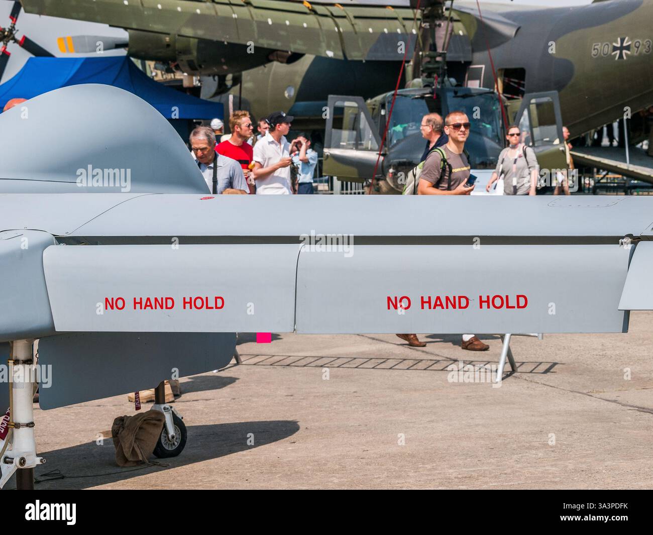 Belin, Germany - June.11.2010: The flap of IAI Heron I Shoval MALE UAV ...
