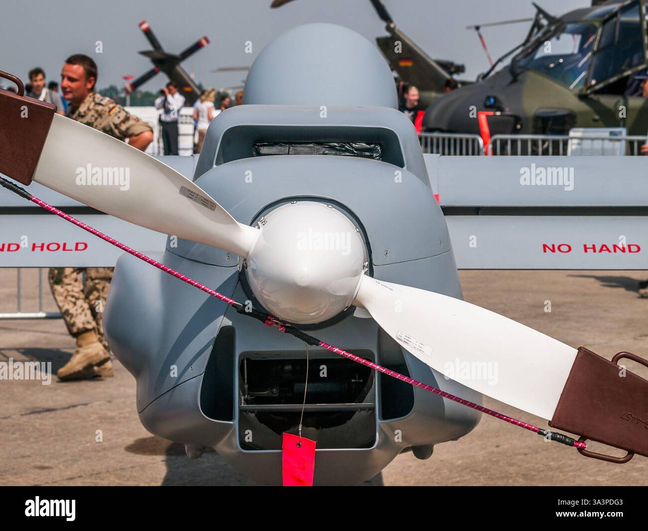 Belin, Germany - June.11.2010: The propeller of IAI Heron I Shoval MALE ...