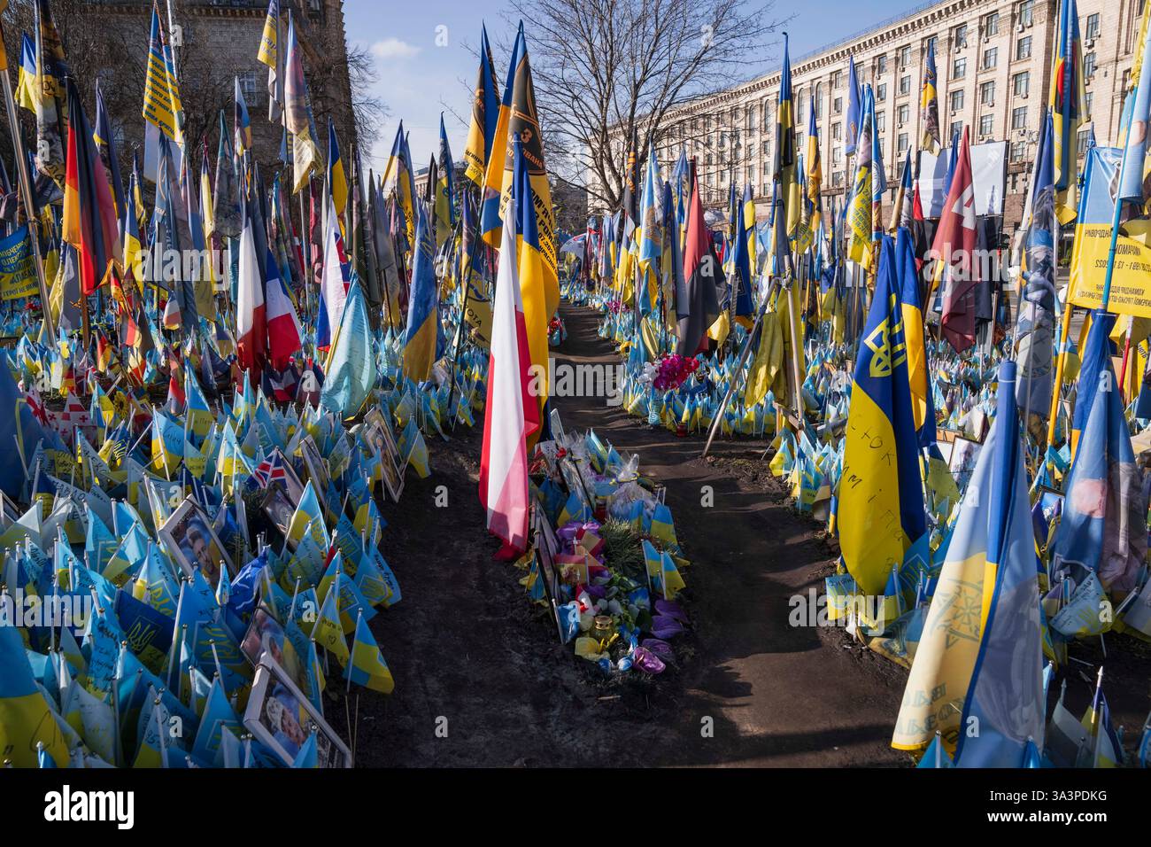 March 17, 2025, Kyiv, Kyiv City, Ukraine: Flags at Independence Square ...