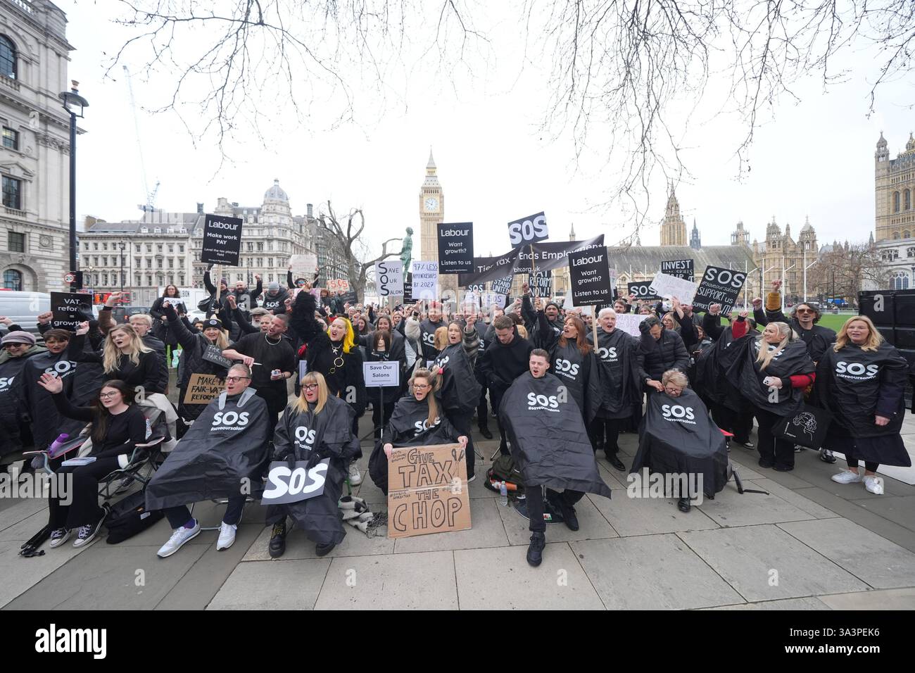 Hair and beauty sector owners and employees during a protest in ...