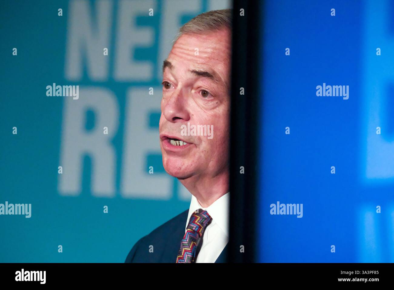 London, UK. 17th Mar 2025. Reform Party UK press conference. Nigel ...