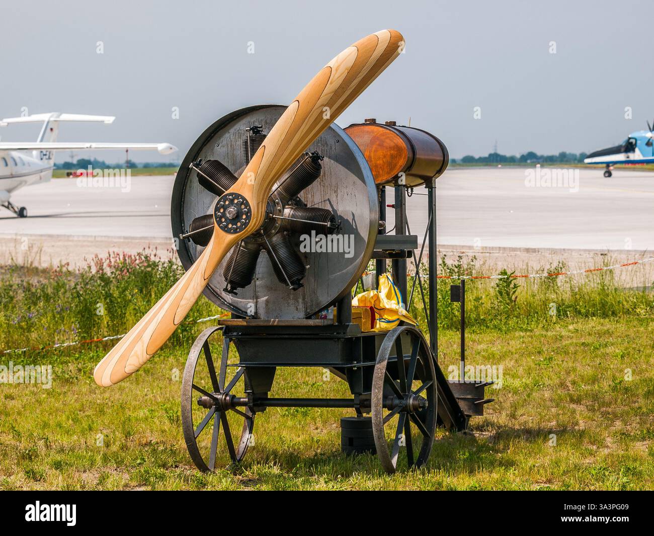 Berlin, Germany - 10. June. 2010: Gnome 9 Cylinder rotary engine test ...