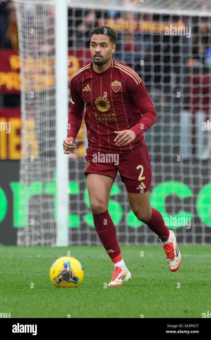 Roma’s Devyne Rensch during the Serie A Enilive soccer match between AS ...