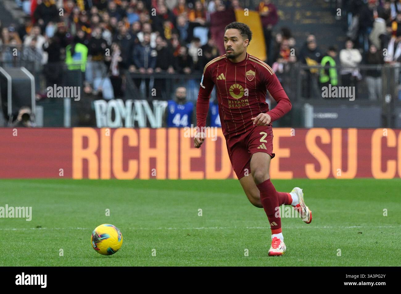 Roma’s Devyne Rensch during the Serie A Enilive soccer match between AS ...