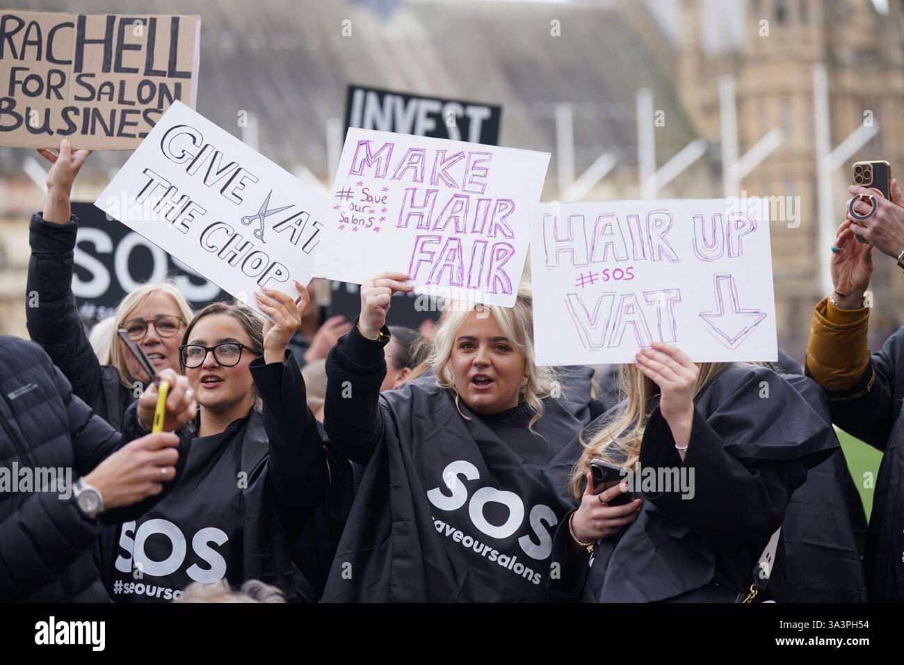 Hair and beauty sector owners and employees during a protest in ...